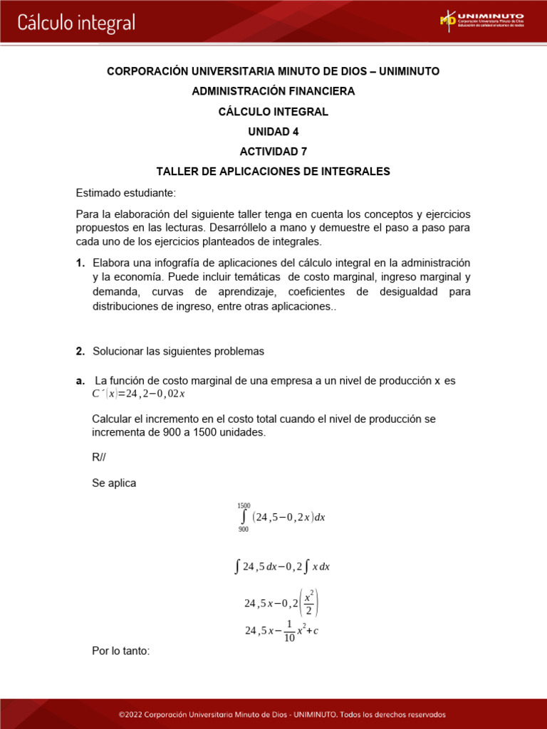Calculo Integral Definidas | PDF | Integral | Costo marginal