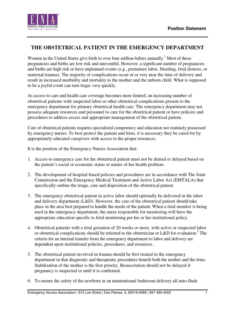Emergency Care for Obstetrical Patients | PDF | Childbirth | Emergency ...