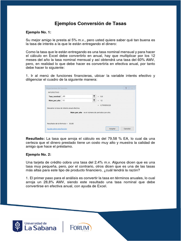 Ejemplos Conversión de Tasas | PDF | Interés | Índice de precios al consumidor
