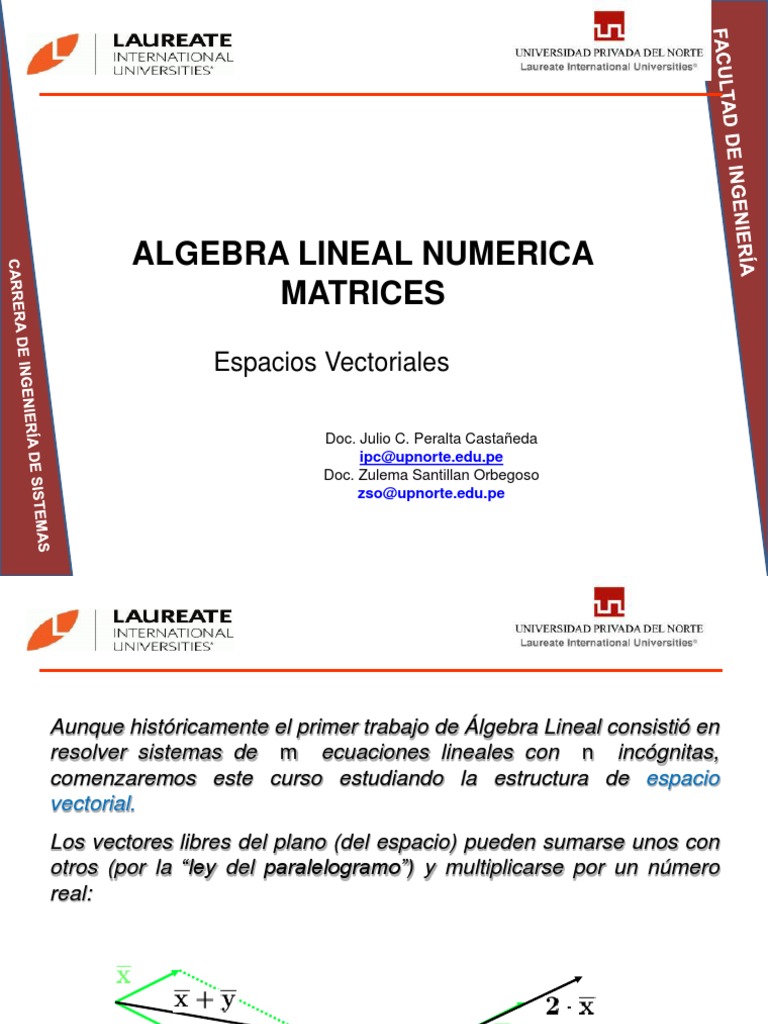 Espacios Vectoriales S11 | Descargar gratis PDF | Espacio vectorial | Escalar (Matemáticas)