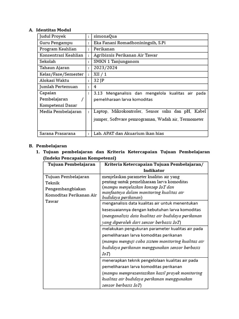 Kerangka Proposal Implementasi PJBL Di Sekolah | PDF