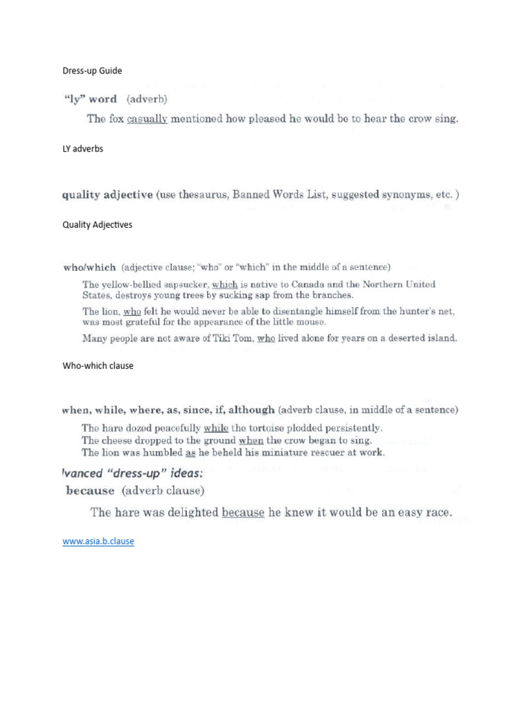 Dress-up Handout | PDF