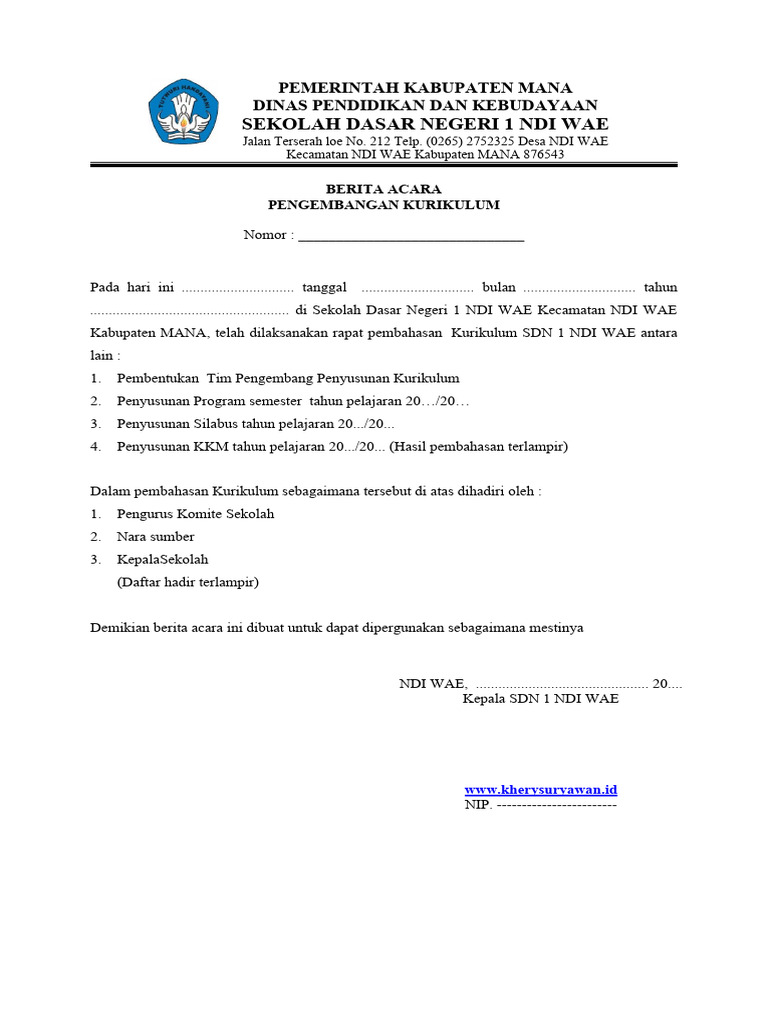 SK Tim Pengembang Kurikulum - CONTOH | PDF