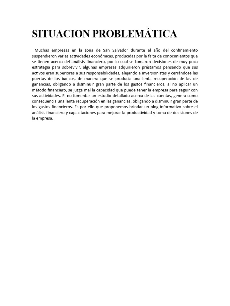 SITUACION PROBLEMÁTICA | PDF | Business | Economias