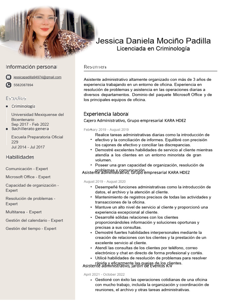 CV - Jessica Mociño | PDF | Logística