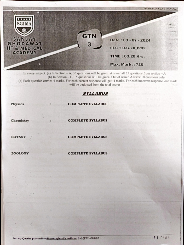 GT-03 Q. Paper | PDF | Force | Physics