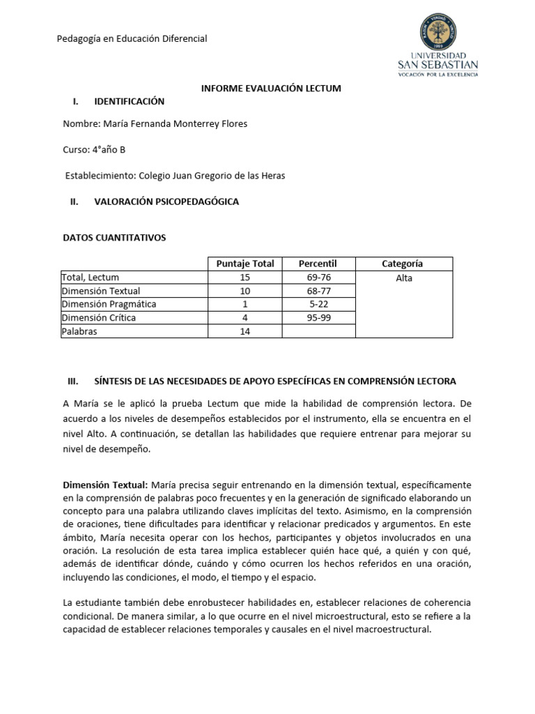 Lectum 2 | PDF | Comprensión lectora | Educación especial