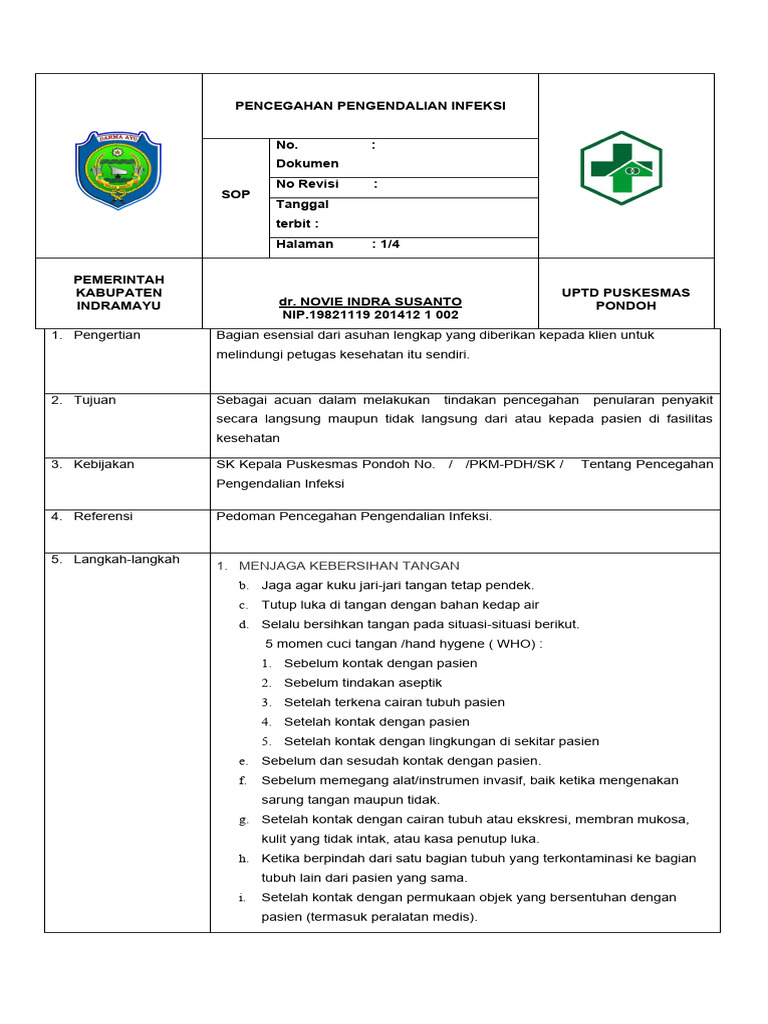 Sop Pencegahan Infeksi | PDF | Kesehatan Holistik | Sains & Matematika