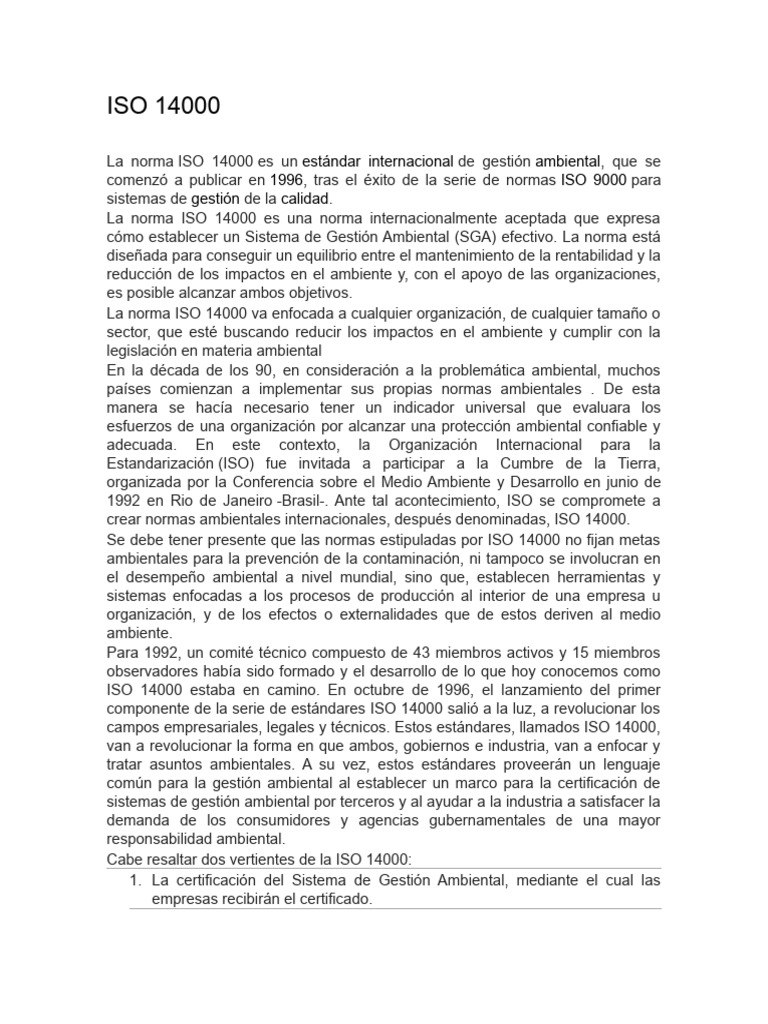 Iso 14000 | PDF | Producción y fabricación | Business
