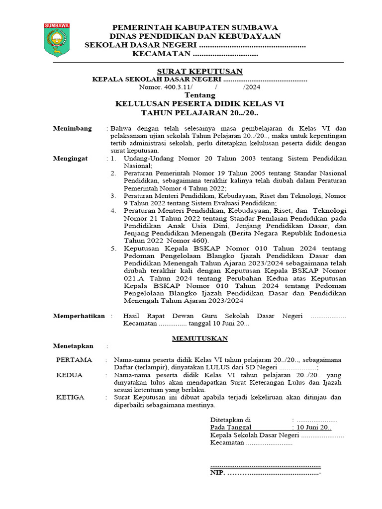 SK Kelulusan 2023-2024 | PDF