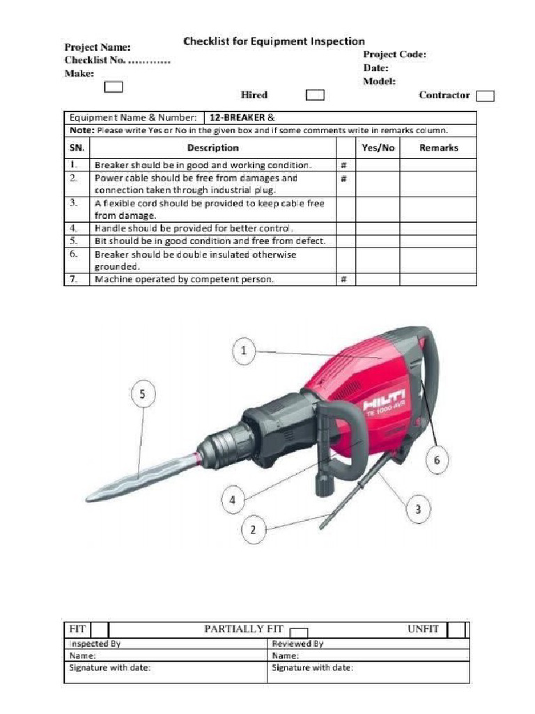 44 HSE Checklists For Machinery & Equipment Inspection | PDF