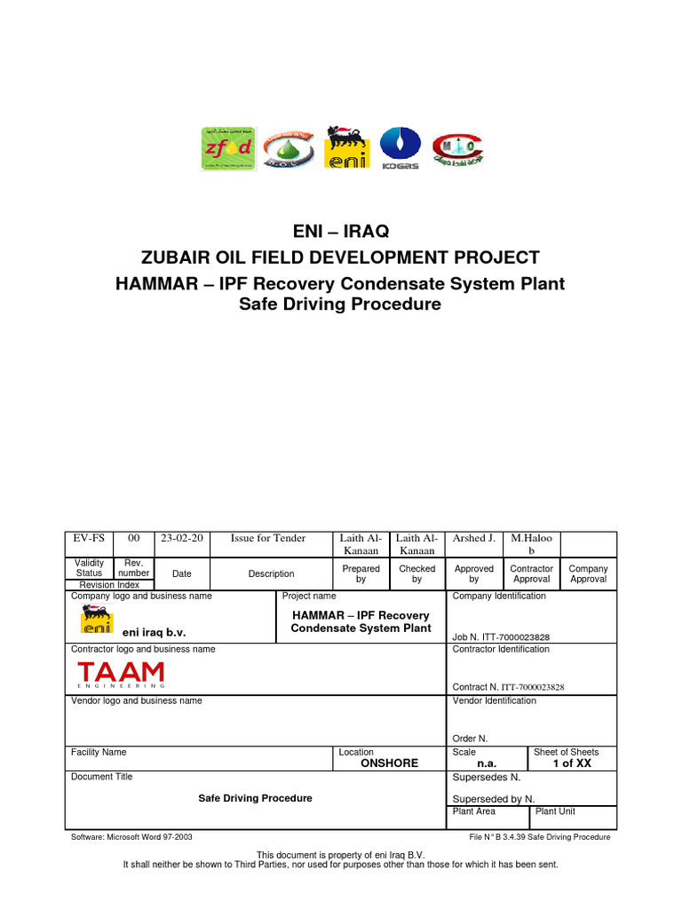 Safe Driving Procedure for TAAM Operations | PDF | Seat Belt | Vehicles