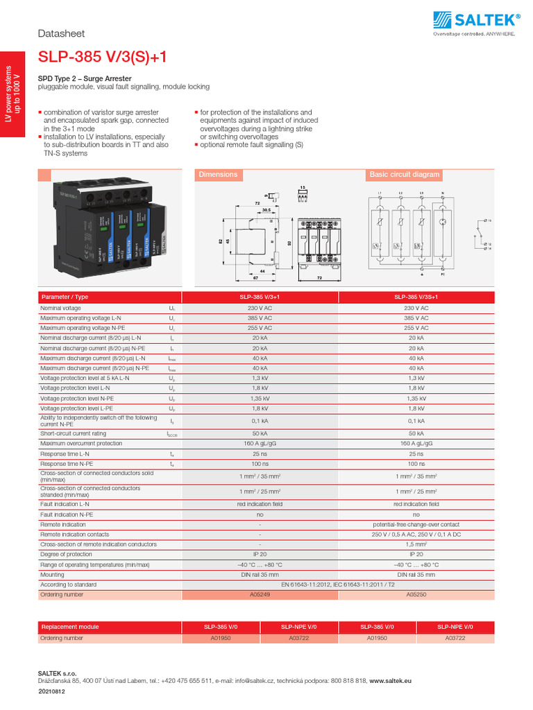 Datasheet - SLP-385 V - 3 (S) +1 - EN | PDF | Electrical Components | Electric Power