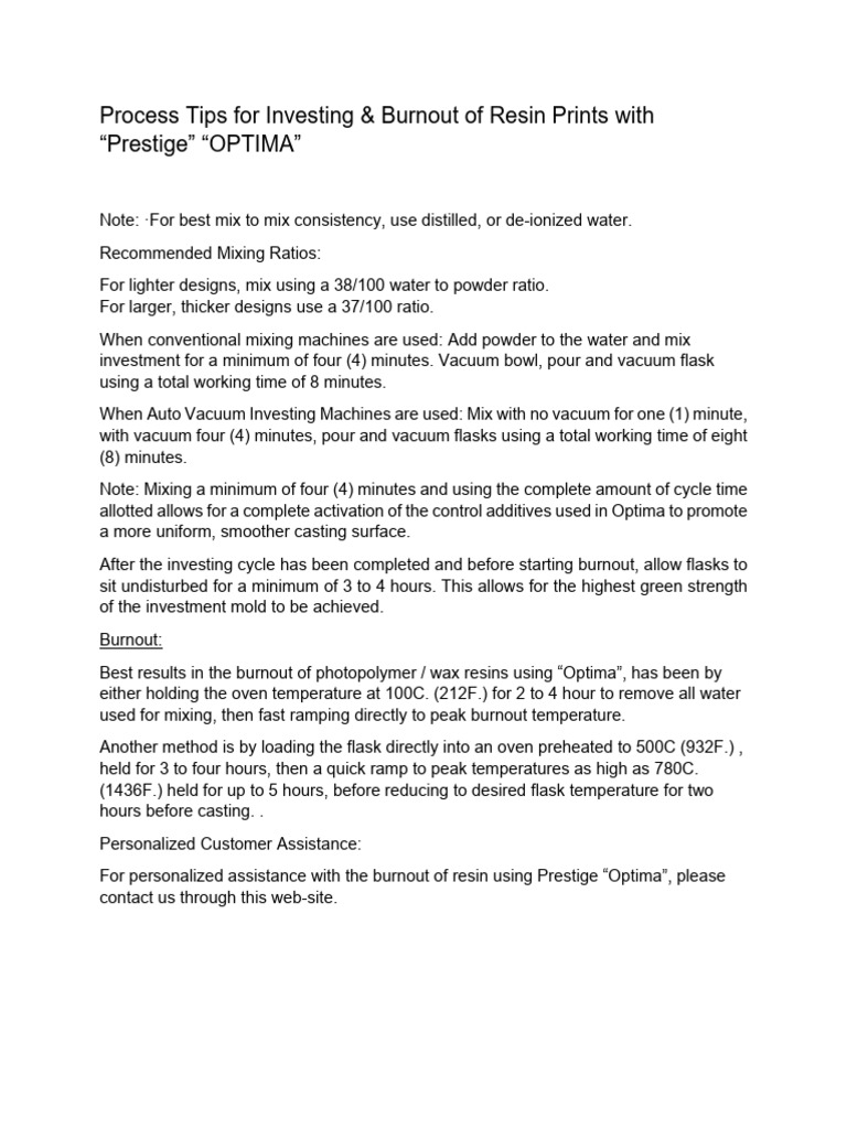 Resin Print Investing & Burnout Guide | PDF