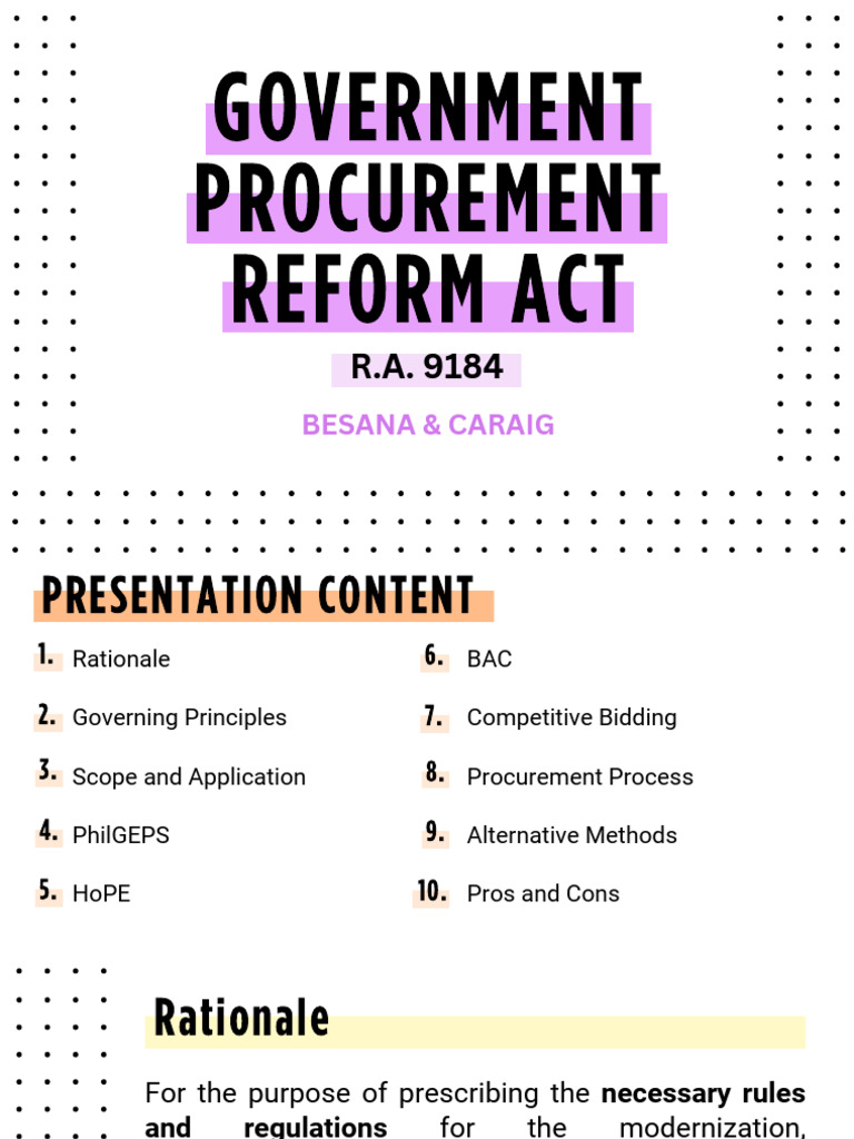 RA 9184 Government Procurement | PDF | Government Procurement In The ...
