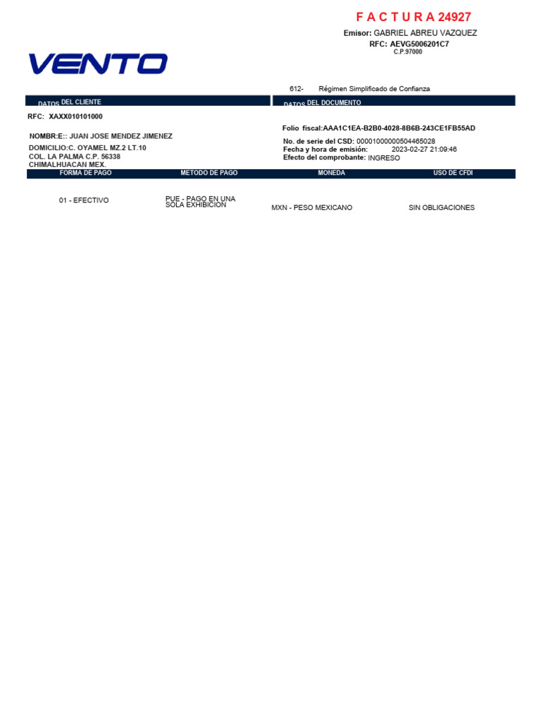 Refactura Vento | PDF