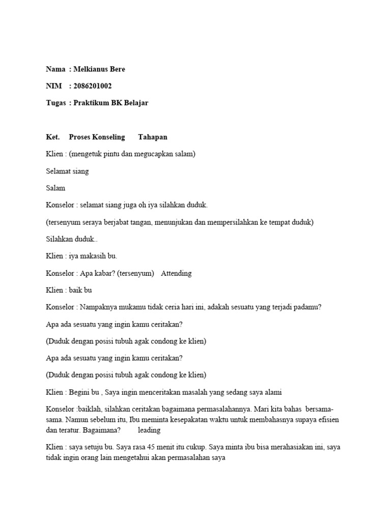 Konseling Individu Melki | PDF | Pengembangan Diri