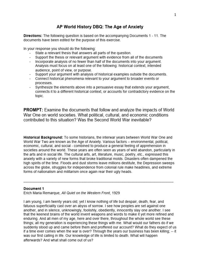 DBQ Age of Anxiety | PDF
