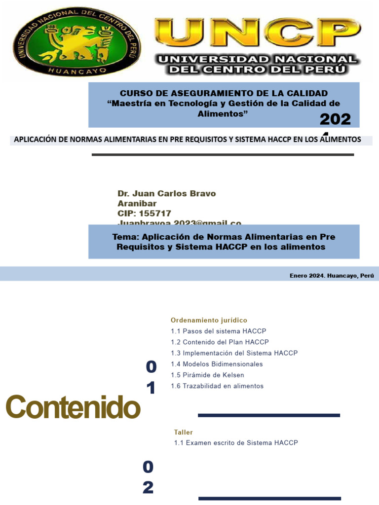 Semana 1B. Aplicación de Prerequisitos para Sistema HACCP 2024 | PDF | Análisis de Riesgo y ...