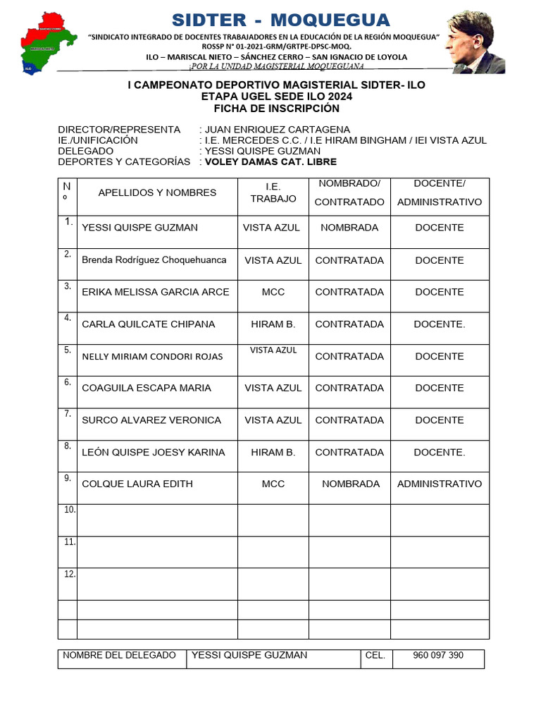 Fichas de Inscripcion Damas 2024 | PDF