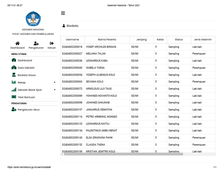 Asesmen Nasional - Tahun 2021-SDN AMOL | PDF