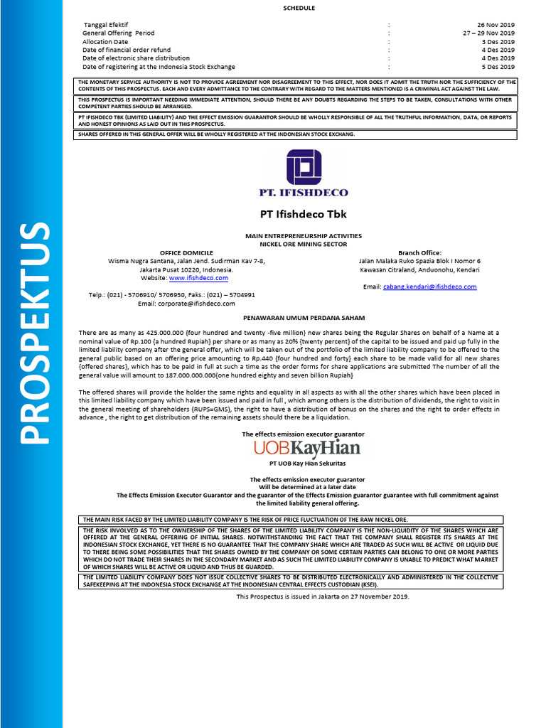Ifsh - Prospectus (English Ver.) | PDF | Stocks | Business