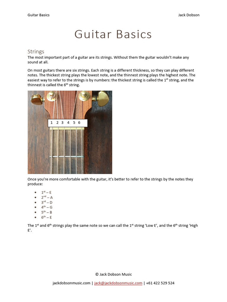 GuitarLesson Basics JDobson | PDF | Guitars | Guitar Family Instruments