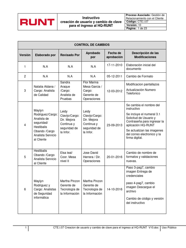 Guía de Usuario para Acceso HQ-RUNT | PDF | Contraseña | explorador de Internet