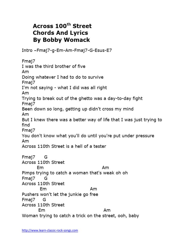 Across 110th Street by Bobby Womack | PDF