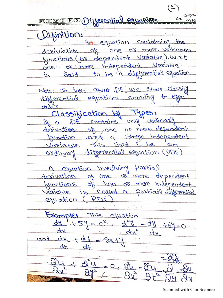 Differential Equation Notes | PDF