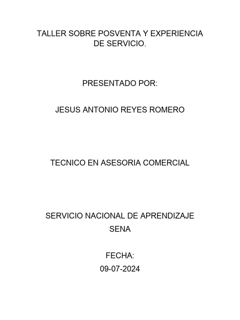 Taller Sobre Posventa y Experiencia de Servicio | PDF | Motivación | Motivacional