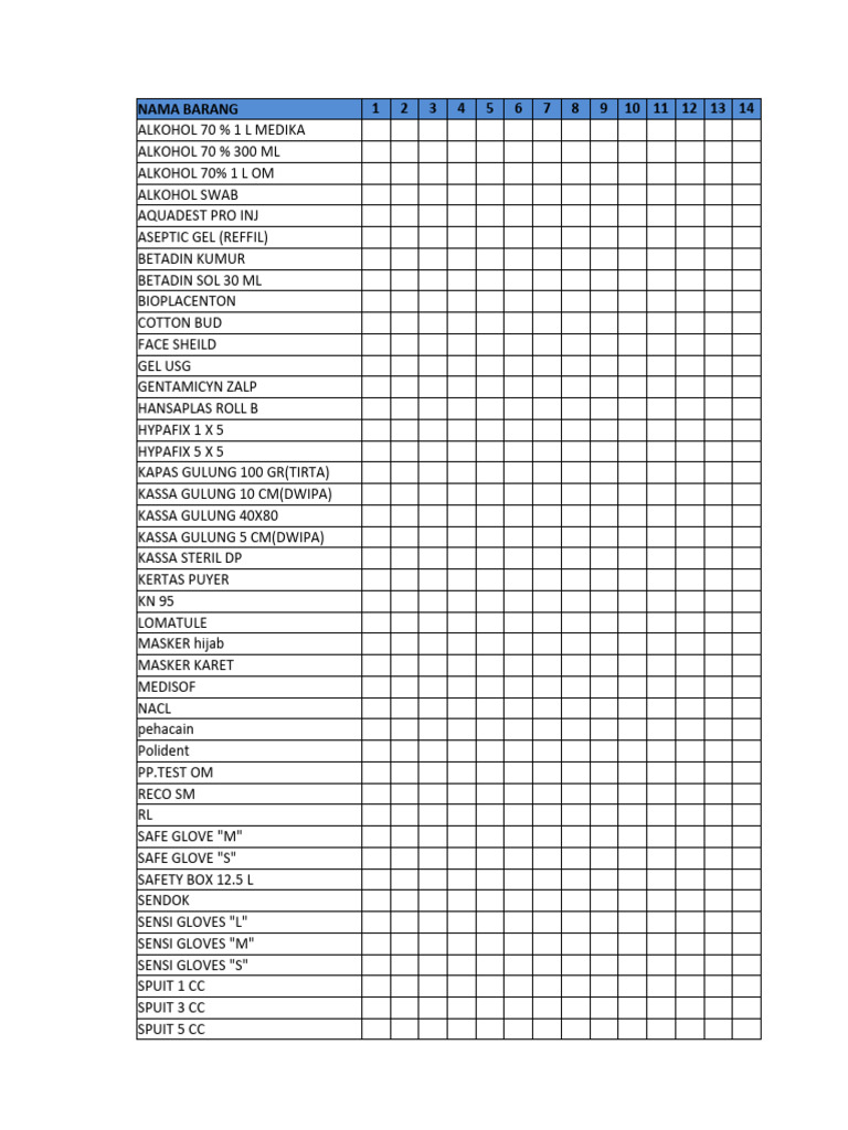 Master Tabel BHP | PDF