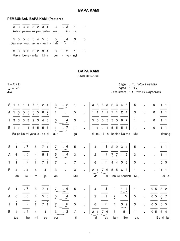 Bapa Kami Totok Komplit | PDF