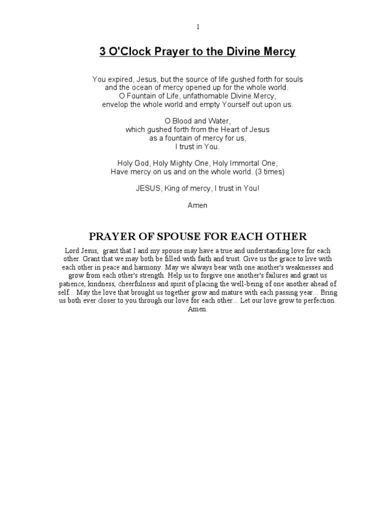 3 O'Clock Divine Mercy Prayer Guide | PDF | Religion & Spirituality