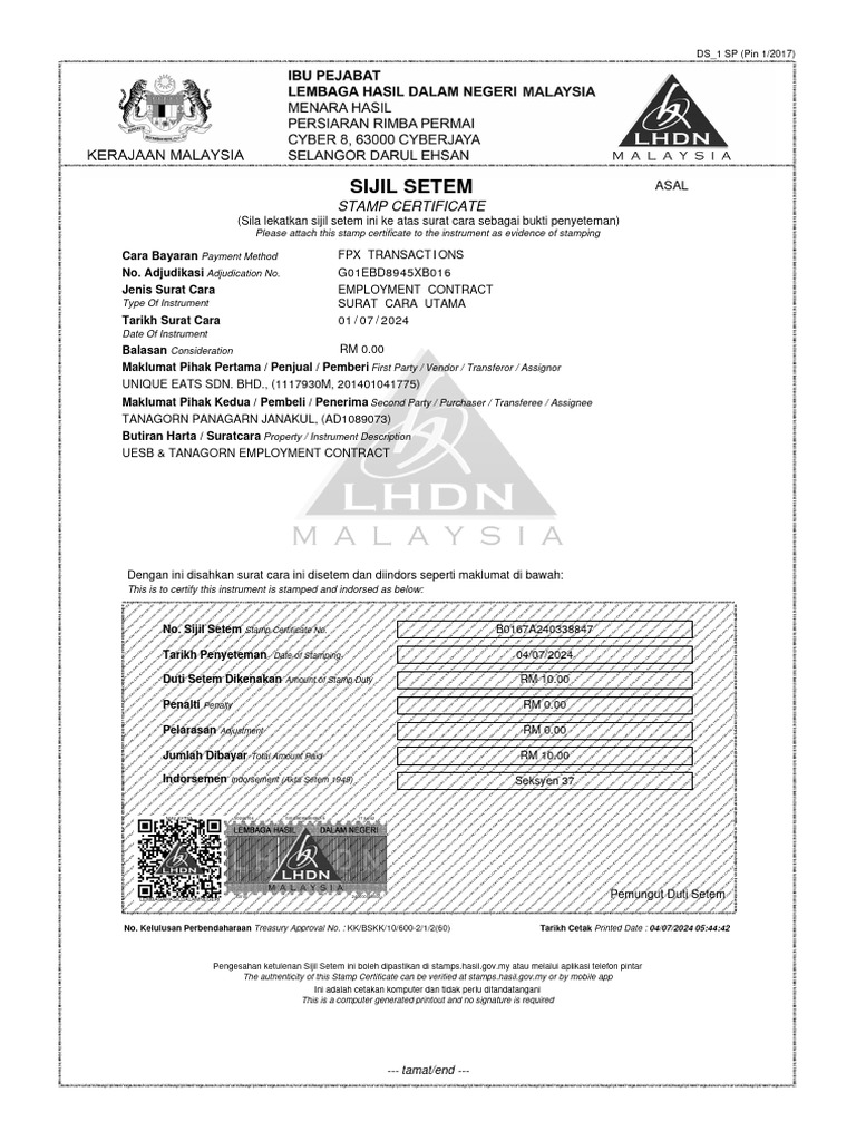 LHDN Stamping 2024 | PDF