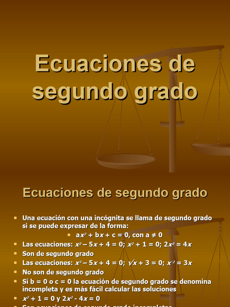 Ecuaciones de Segundo Grado: Guía Completa | PDF | Ecuaciones ...