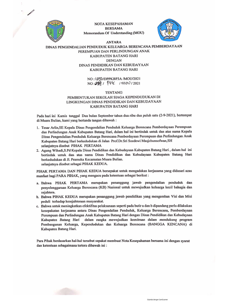 MoU SSK SMP 3 Batang Hari | PDF