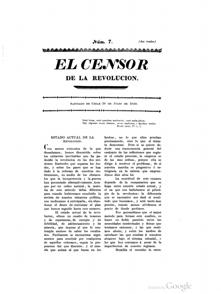 1820 - Censor Lde La Revolución - #7 - 10 de Julio de 1820 | PDF