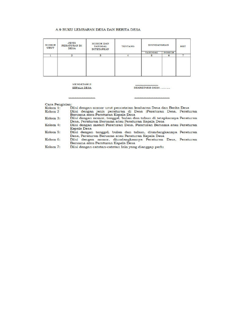 Buku Lembaran Desa Dan Berita Desa | PDF