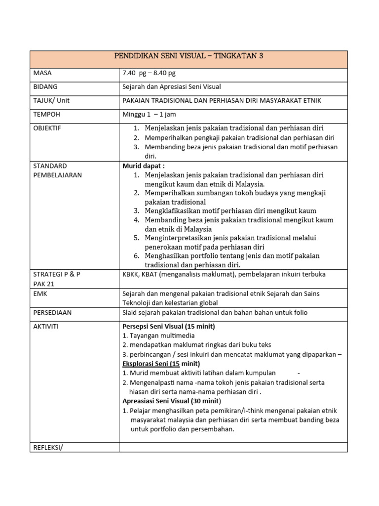RPH T3 Bab 1 Pakaian Tradisional | PDF | Ilmu Sosial