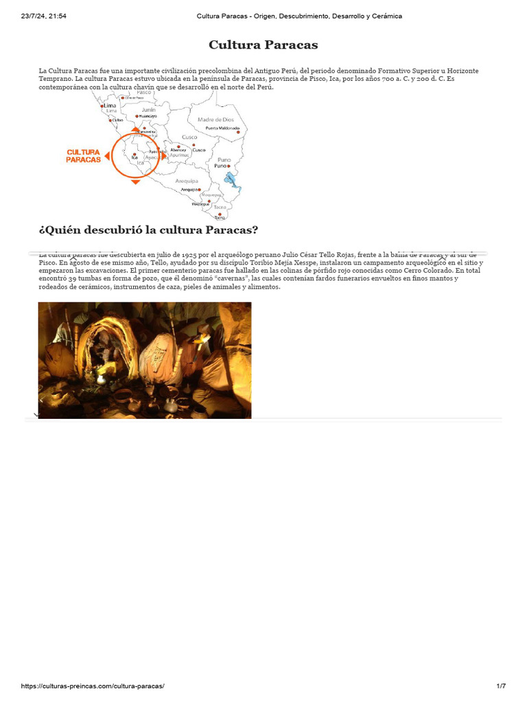 Cultura Paracas - Origen, Descubrimiento, Desarrollo y Cerámica | PDF | Era precolombina