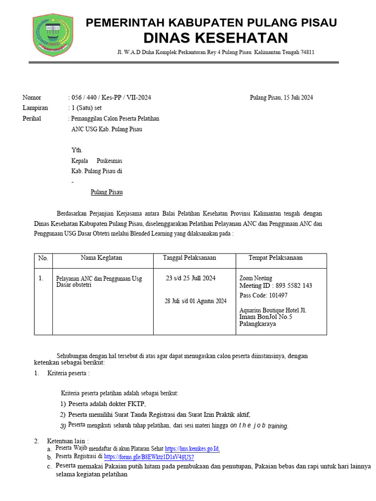 JADWAL PELATIHAN ANC USG PULPIS (1) - 1 - Signed | PDF | Pengembangan ...