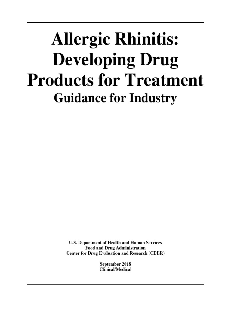 Allergic Rhinitis Developing Drug Products For Treatment Guidance For ...