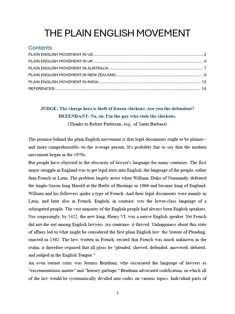 History of the Plain English Movement | PDF | Plain Language | Lawyer