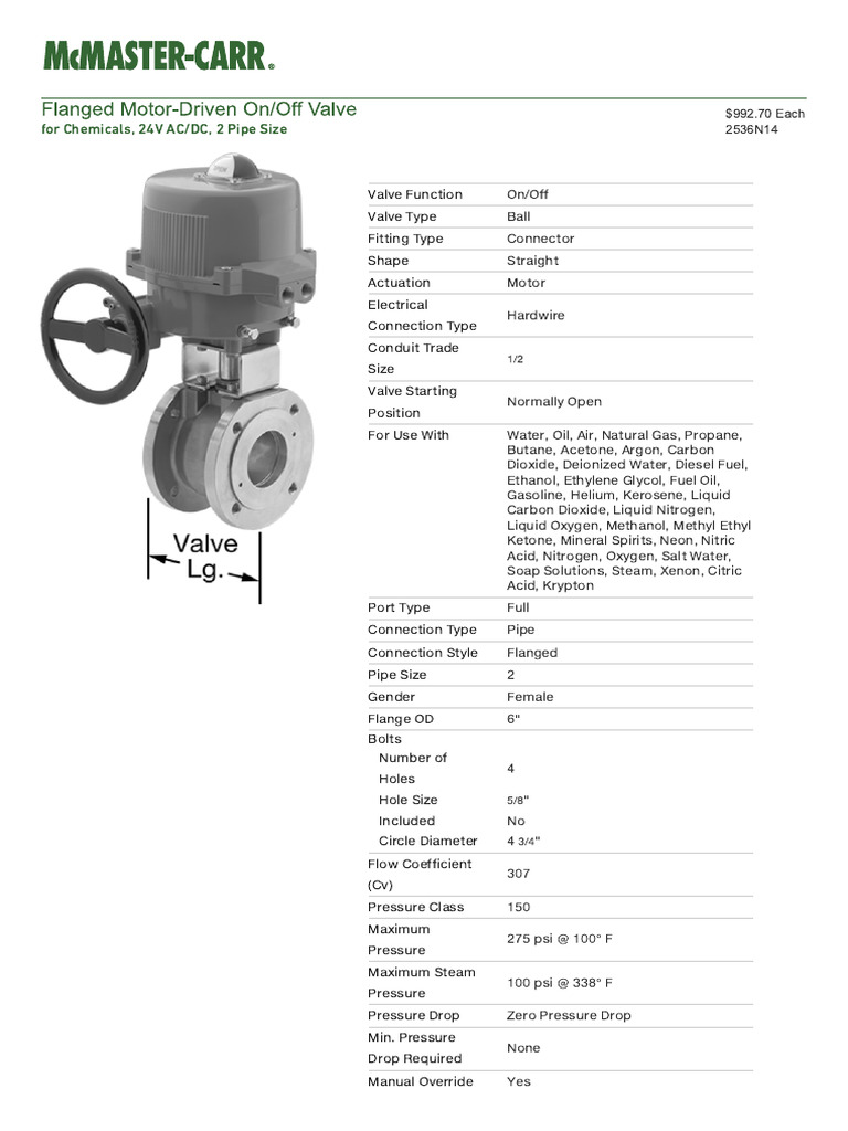 Flanged Motor-Driven On - Off Valve, For .. | PDF
