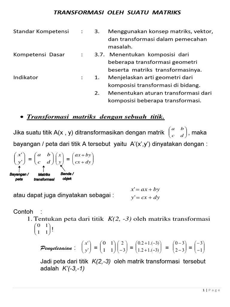 Transformasi Oleh Suatu Matriks-Luas Bayangannya PDF | PDF