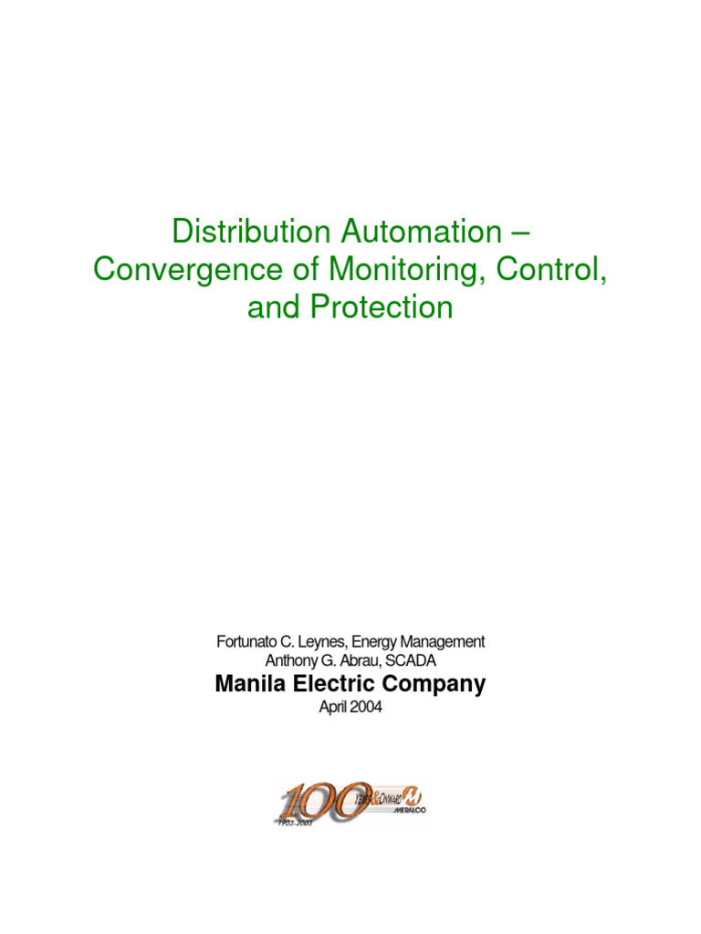 Distribution Automation - Convergence of Monitoring, Contr. | PDF ...
