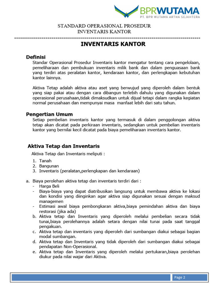 SOP INVENTARIS 2022 Yang Disesuaikan | PDF