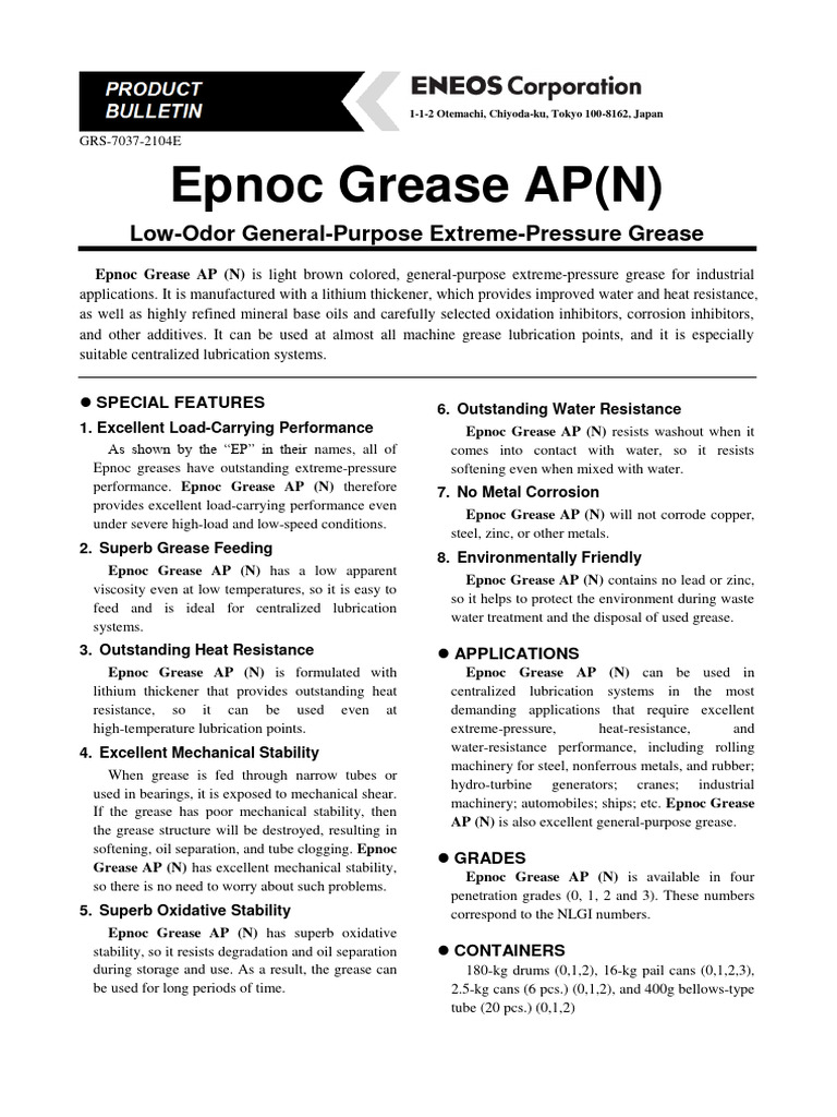Epnoc Grease AP | PDF | Corrosion | Materials