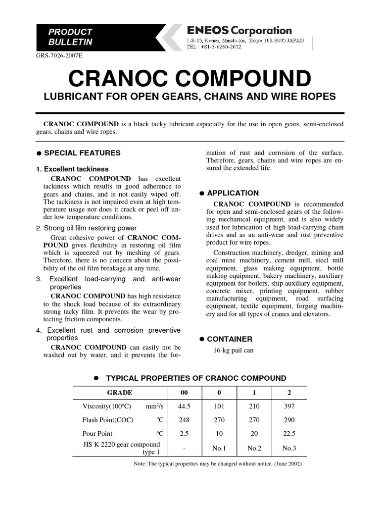 CRANOC-COMPOUND | PDF | Wire | Lubricant